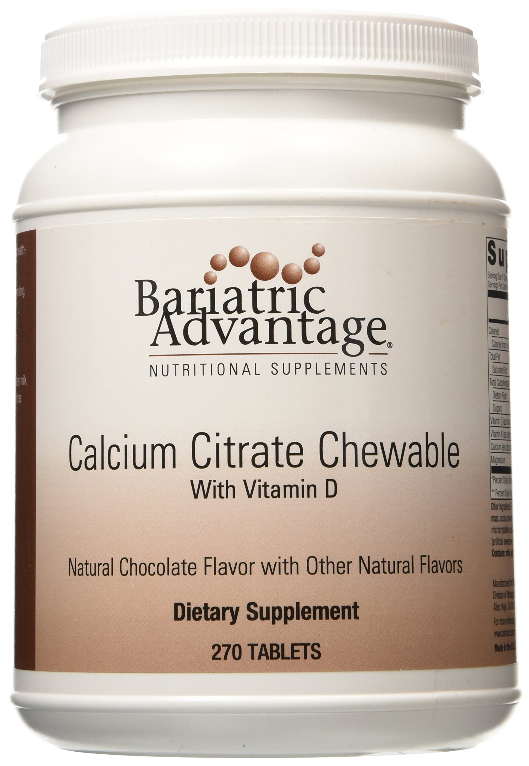 Suplemento Bariatric Advantage de citrato de calcio 500 mg 270 ...