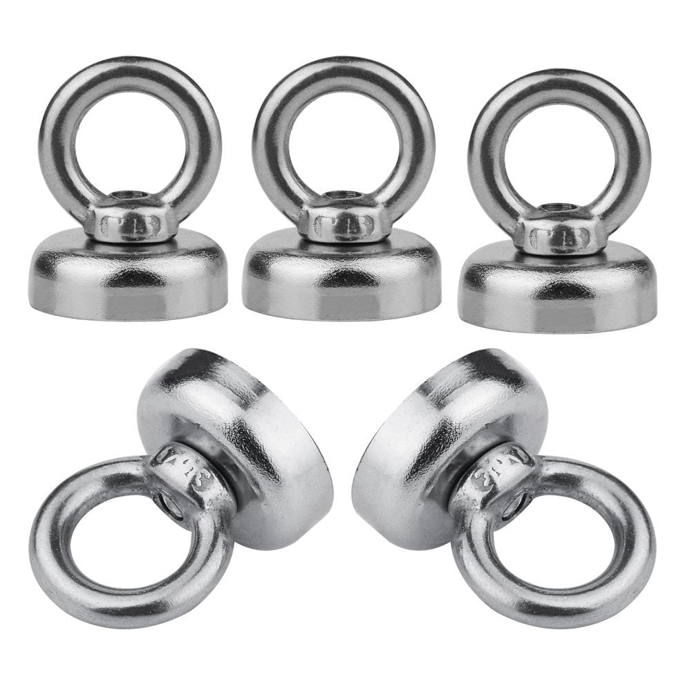 5 Pack of Powerful Neodymium Magnets with Eyebolt - Holds 22 Pounds ...