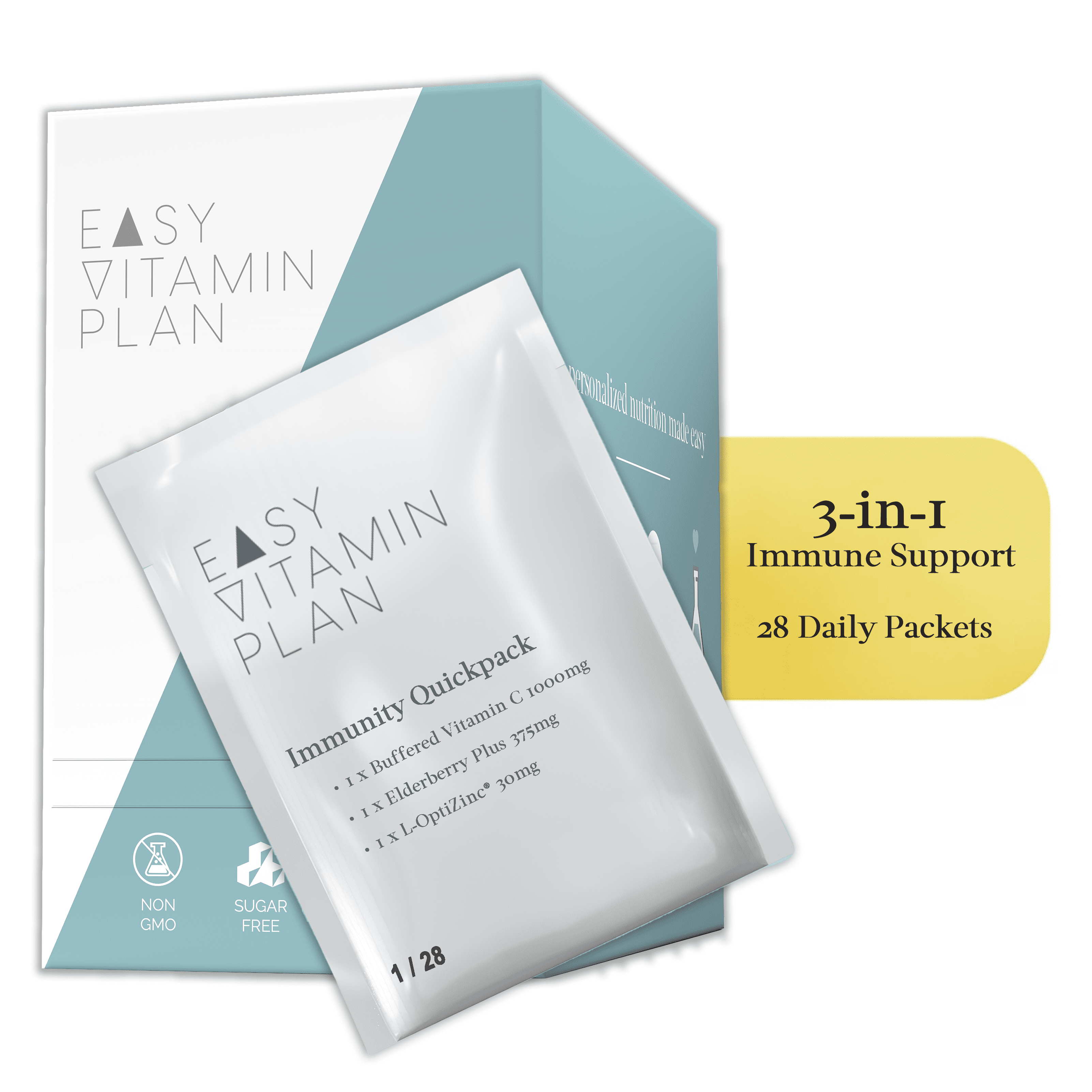 Easy Vitamin Plan Immunity Quickpack with Elderberry, Zinc, & Vitamin C ...