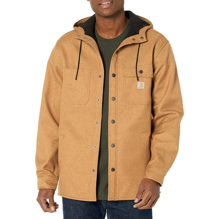 Carhartt Men's Rain Defender Relaxed Fit Heavyweight Hooded Shirt Jacket, Oiled Walnut Heather ...