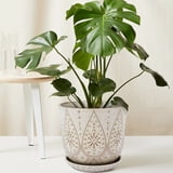 Gepege 10 Inch Ceramic Planter Pot with Drainage Holes, Saucers, and ...