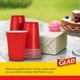 Glad Everyday Disposable 18 Oz. Red Plastic Cups, Strong & Sturdy ...
