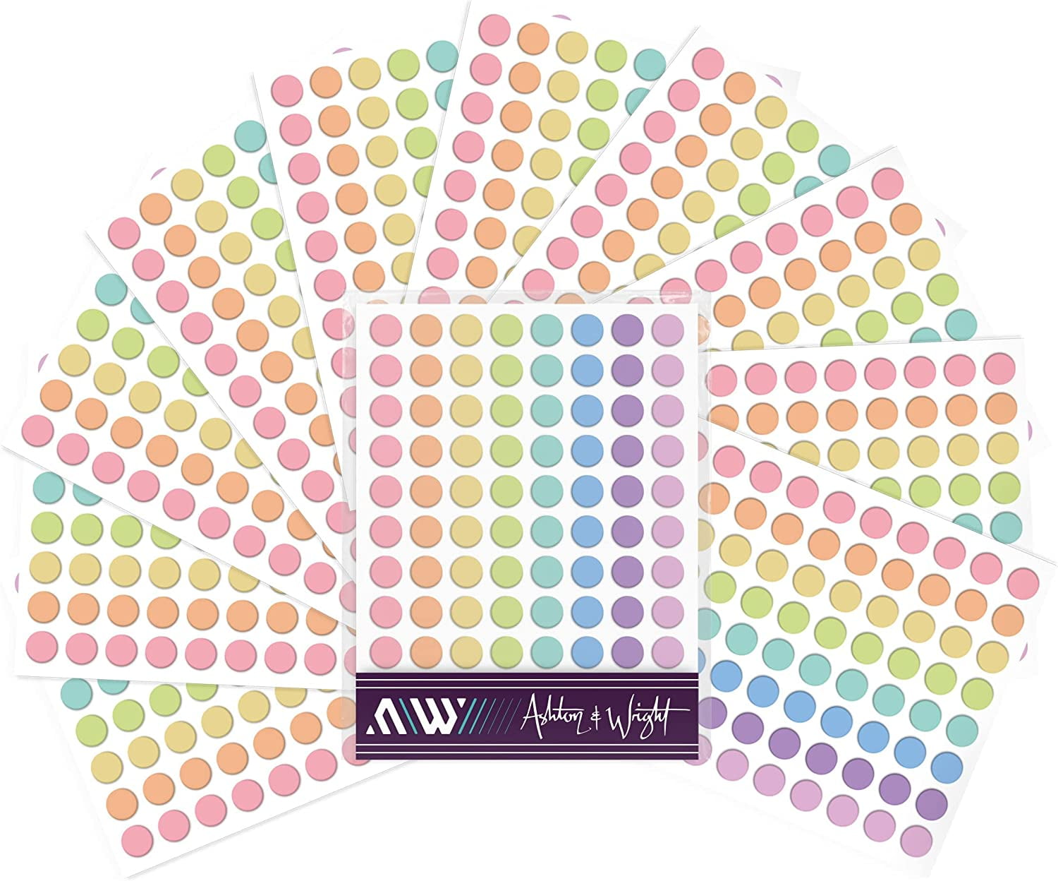 Ashton and Wright - 8mm Assorted Dot Stickers 880 Easy Peel Colour ...