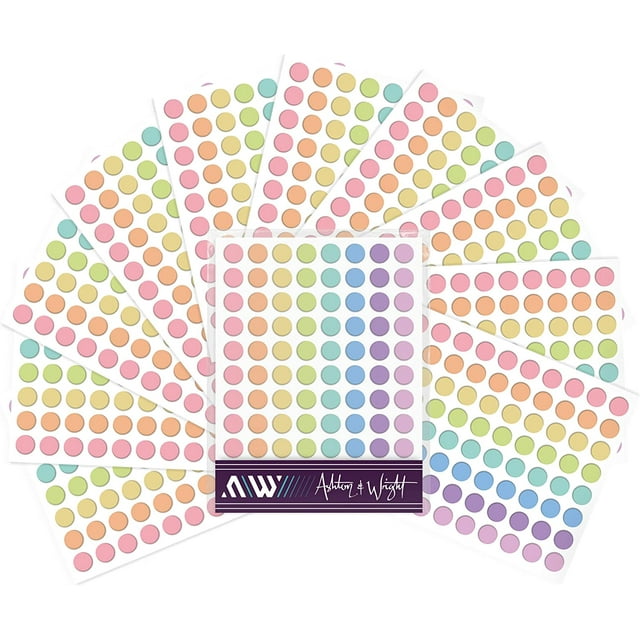 Ashton and Wright - 8mm Assorted Dot Stickers 880 Easy Peel Colour ...