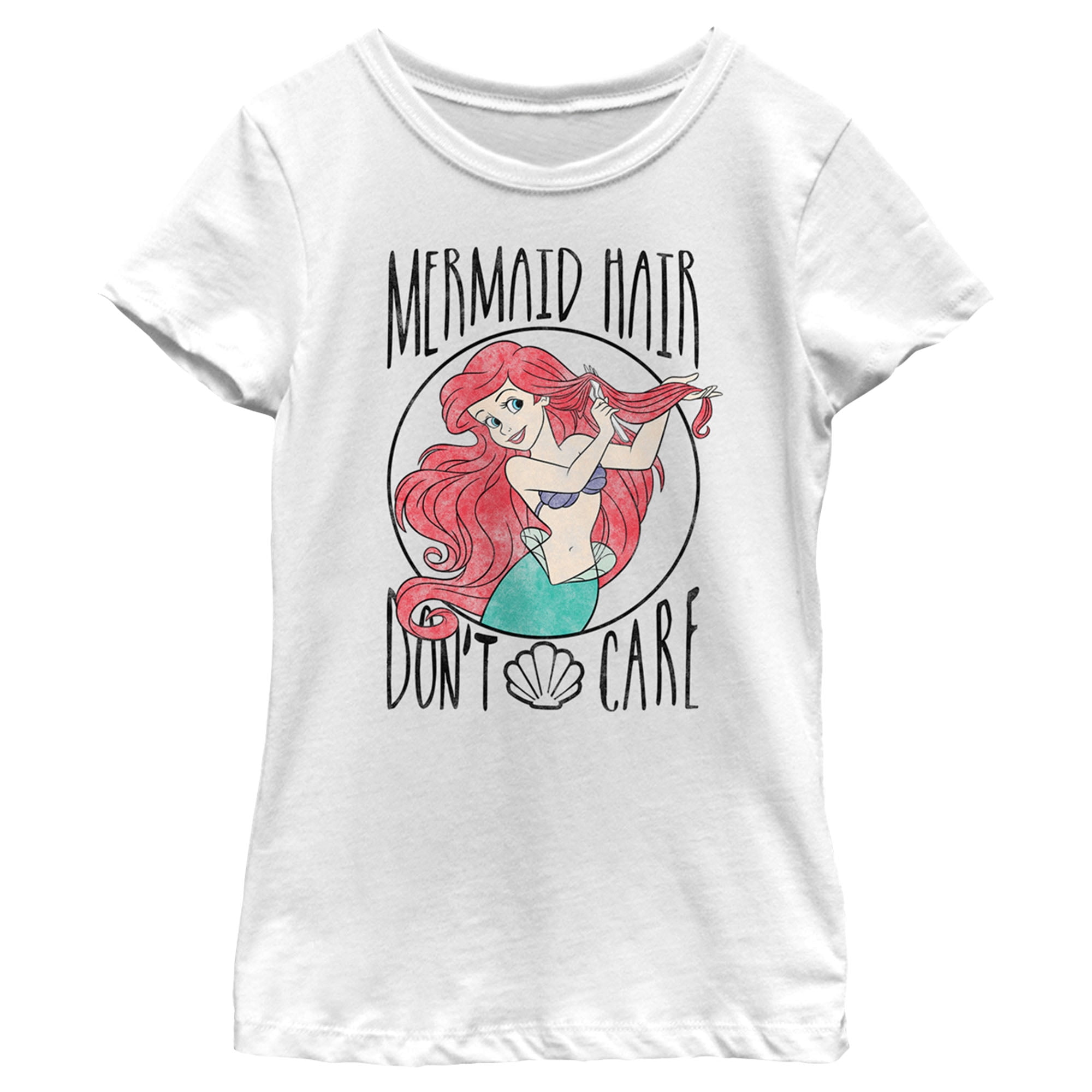 Girl's The Little Mermaid Ariel Hair Don't Care Graphic Tee White ...
