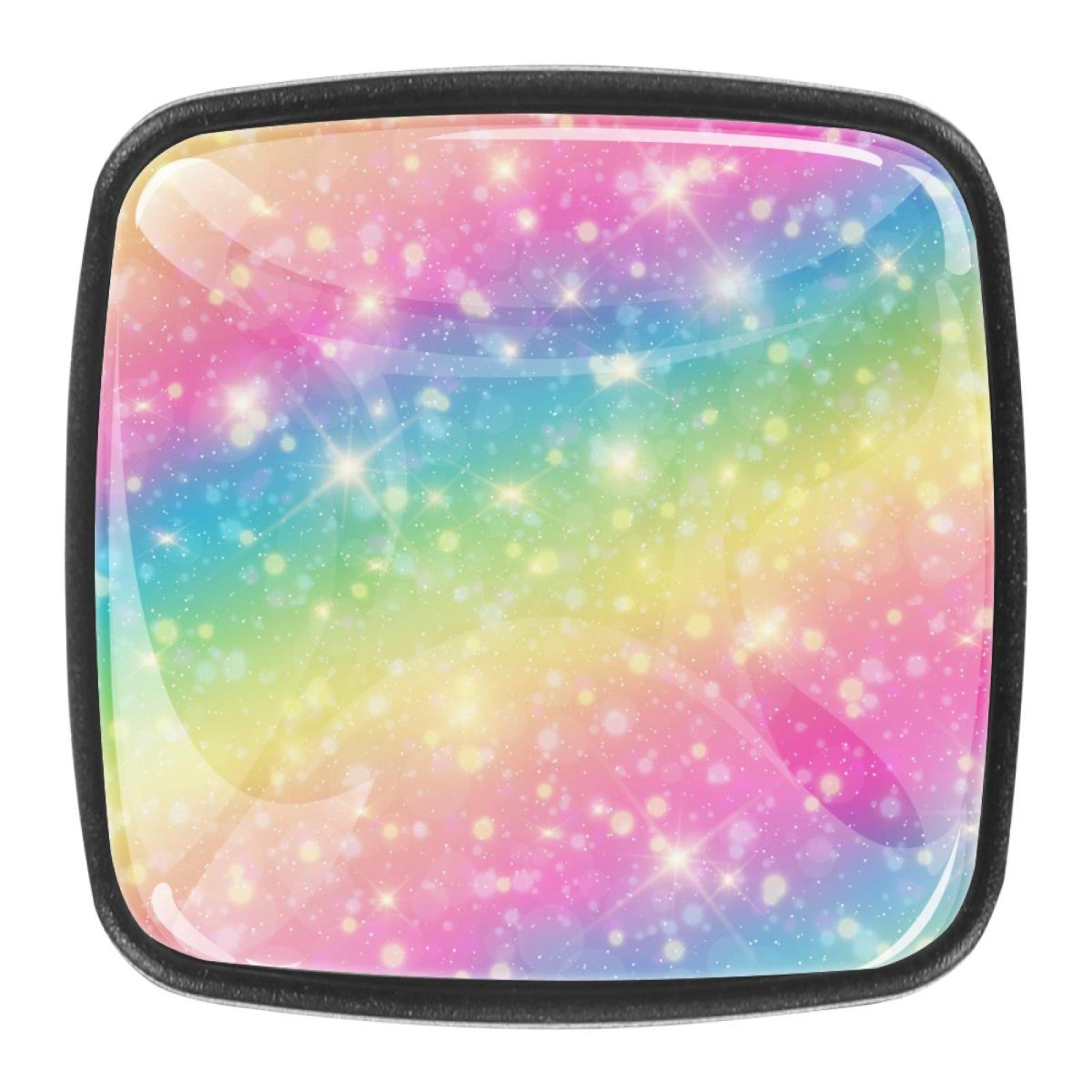 4 Pcs Square Cabinet Handle Cupboard Knob Drawer Pulls Handle Rainbow ...