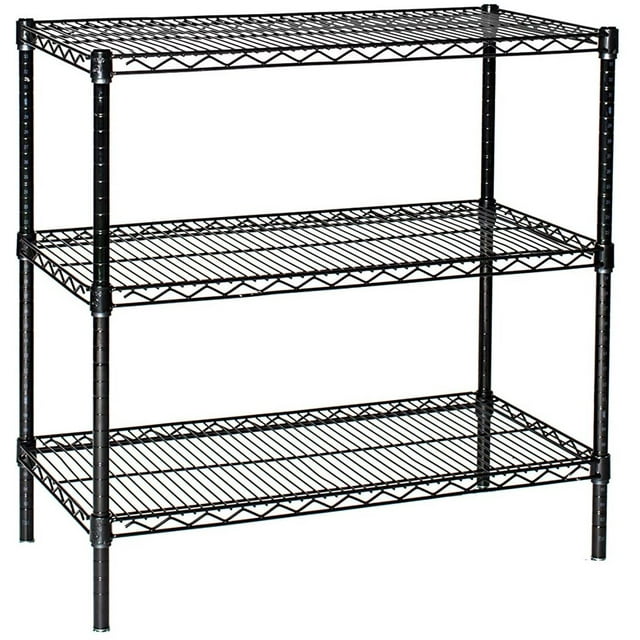 12" Deep x 30" Wide x 80" High 3 Tier Black Starter Shelving Unit ...