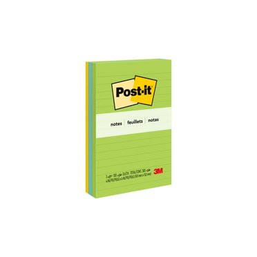 Post-it Super Sticky Notes, 5 in x 8 in, Energy Boost, Lined, 4 Pads ...