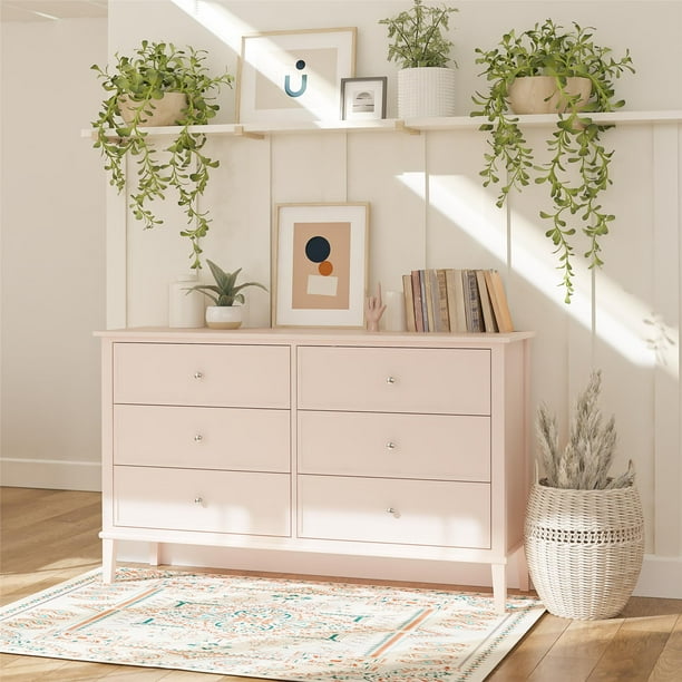 Desert Fields Eclectic Boho 6 Drawer Dresser, Pink - Walmart.com
