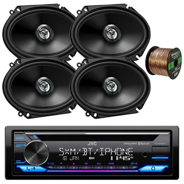 JVC KD-T910BTS Single DIN In-Dash CD Player Bluetooth USB AUX AM/FM Radio Receiver Bundle Combo ...