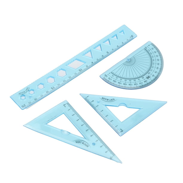 Ruler, Protractor For Kids Plastic Transparent Blue Transparent Ruler ...