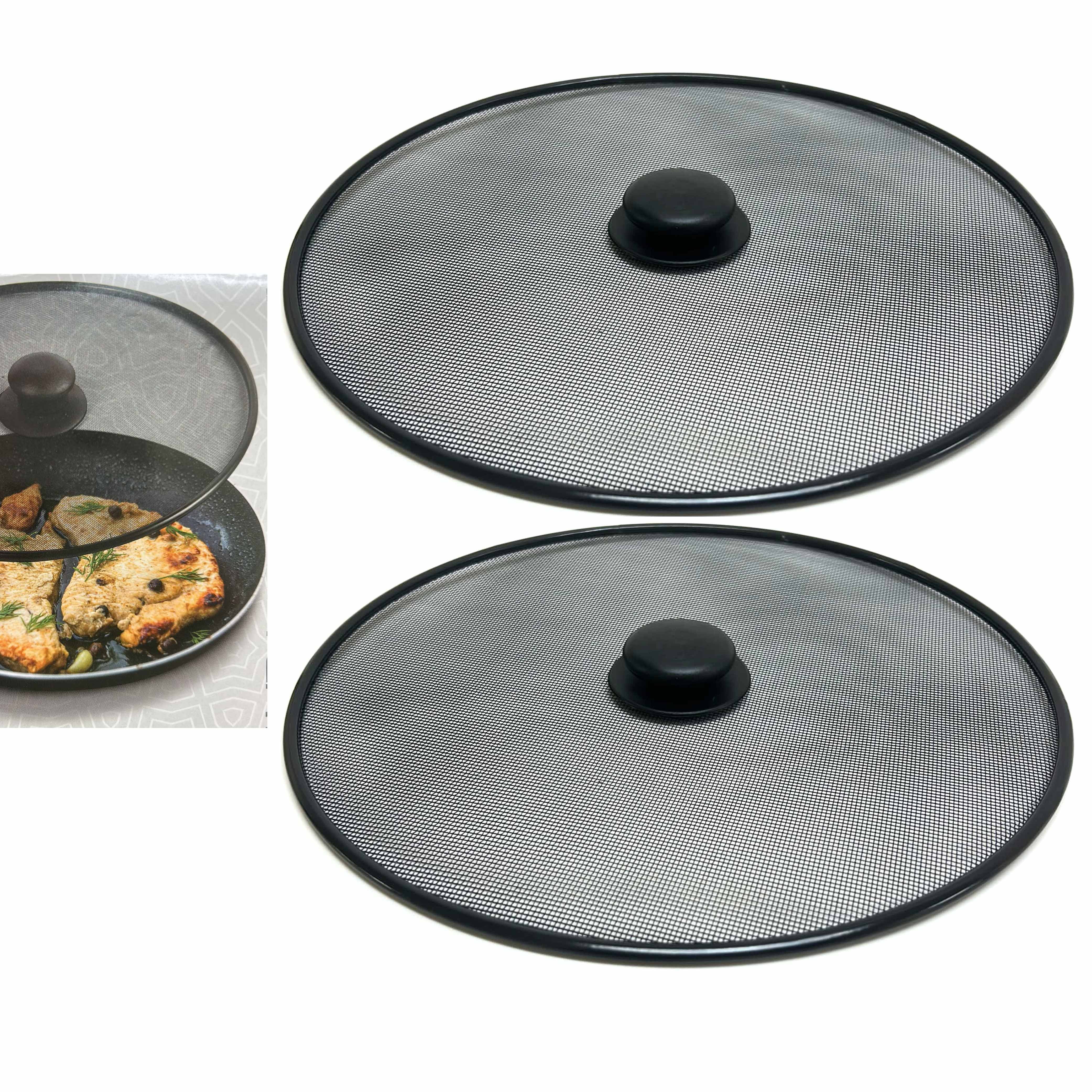 2 Grease Splatter Screen Frying Pan Mesh Lid Knob Cover 11" Shield Hot ...