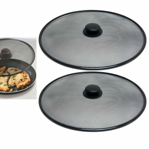 2 Grease Splatter Screen Frying Pan Mesh Lid Knob Cover 11" Shield Hot ...