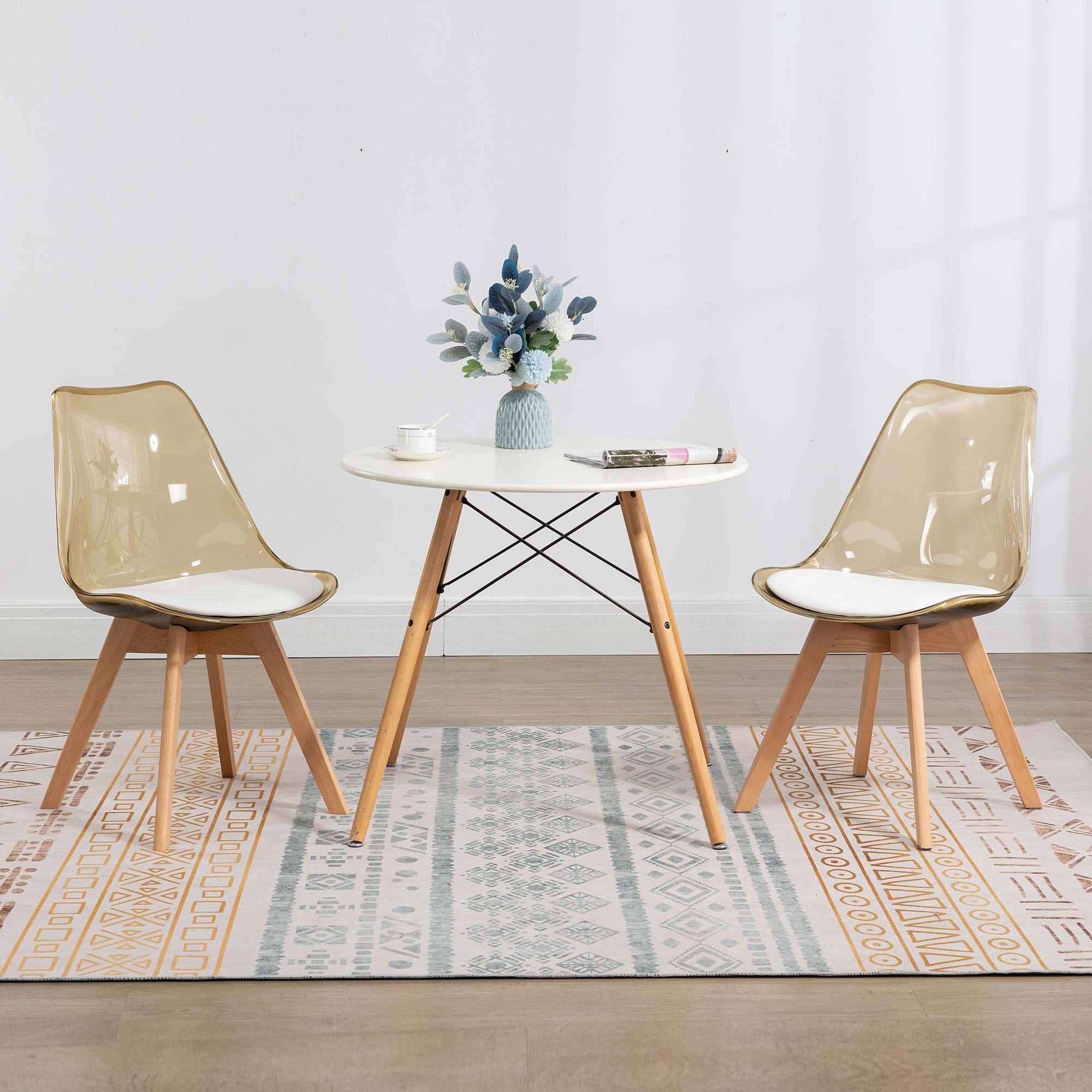 MOJAY Mid-Century Modern Plastic Dining chairs in Clear, Set of 2 ...