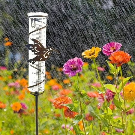 HUSERYT Rain Gauge, Glass Rain Gauge with Metal Stake, Decorative ...
