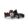 Black Crown Matching Rings Couple Ring Red 1CT CZ Women Wedding Ring ...