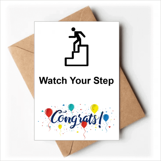 Watch Your Step Black Symbol Pattern Wedding Cards Congratulations ...