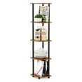 Furinno 5-Shelf Corner Display Shelving Unit, Light Cherry and Black ...