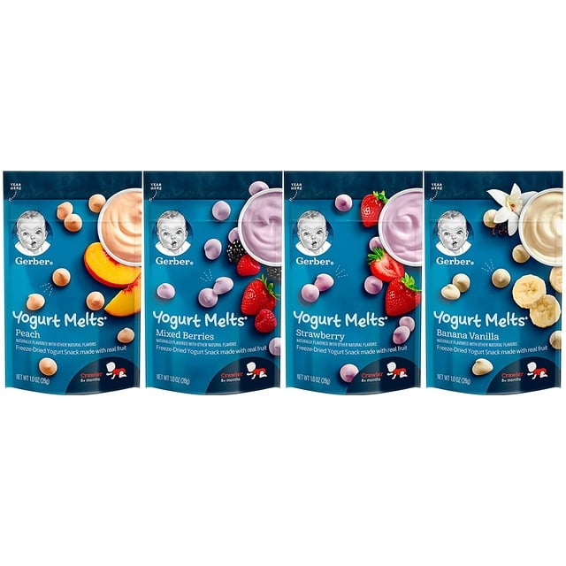 Gerber Baby Yogurt Melts Toddler Snacks Variety Pack, Peach, Mixed ...