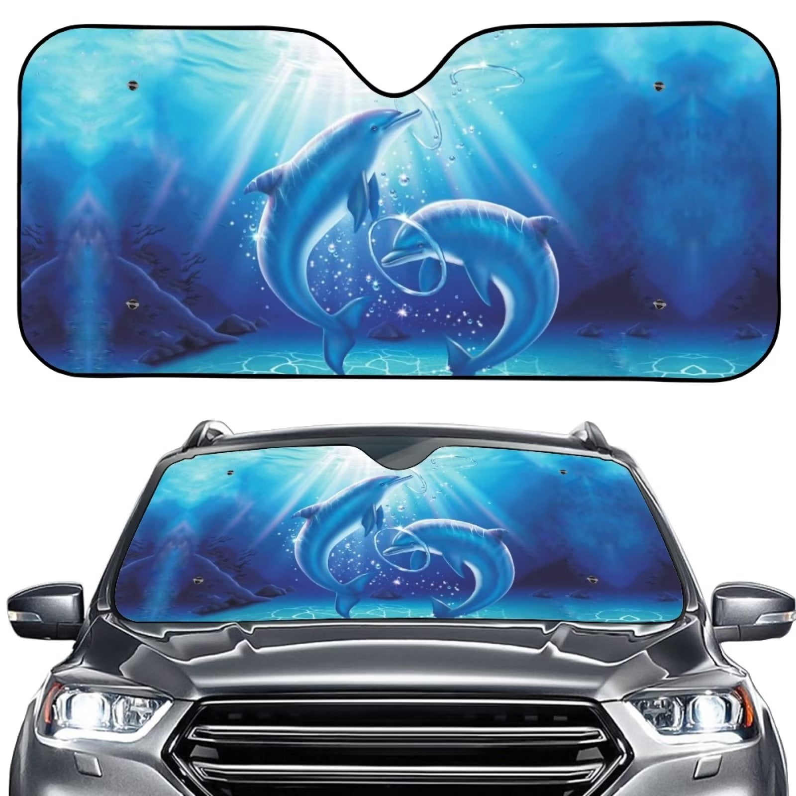 Renewold Sea Dolphin Windshield Car Sun Shade Keeps Out UV Rays ...