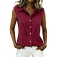 Dwellite Women’s Cotton Linen Shirts Sleeveless V Neck Casual Tank Tops ...