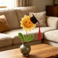 Crochet Sunflower with Graduation Cap, Handmade Knitted Artificial ...