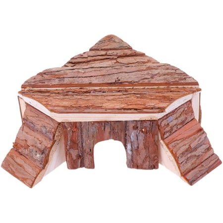 Small Animal House Natural Wood Hamster Hut Platforme Rat Perch Mice ...