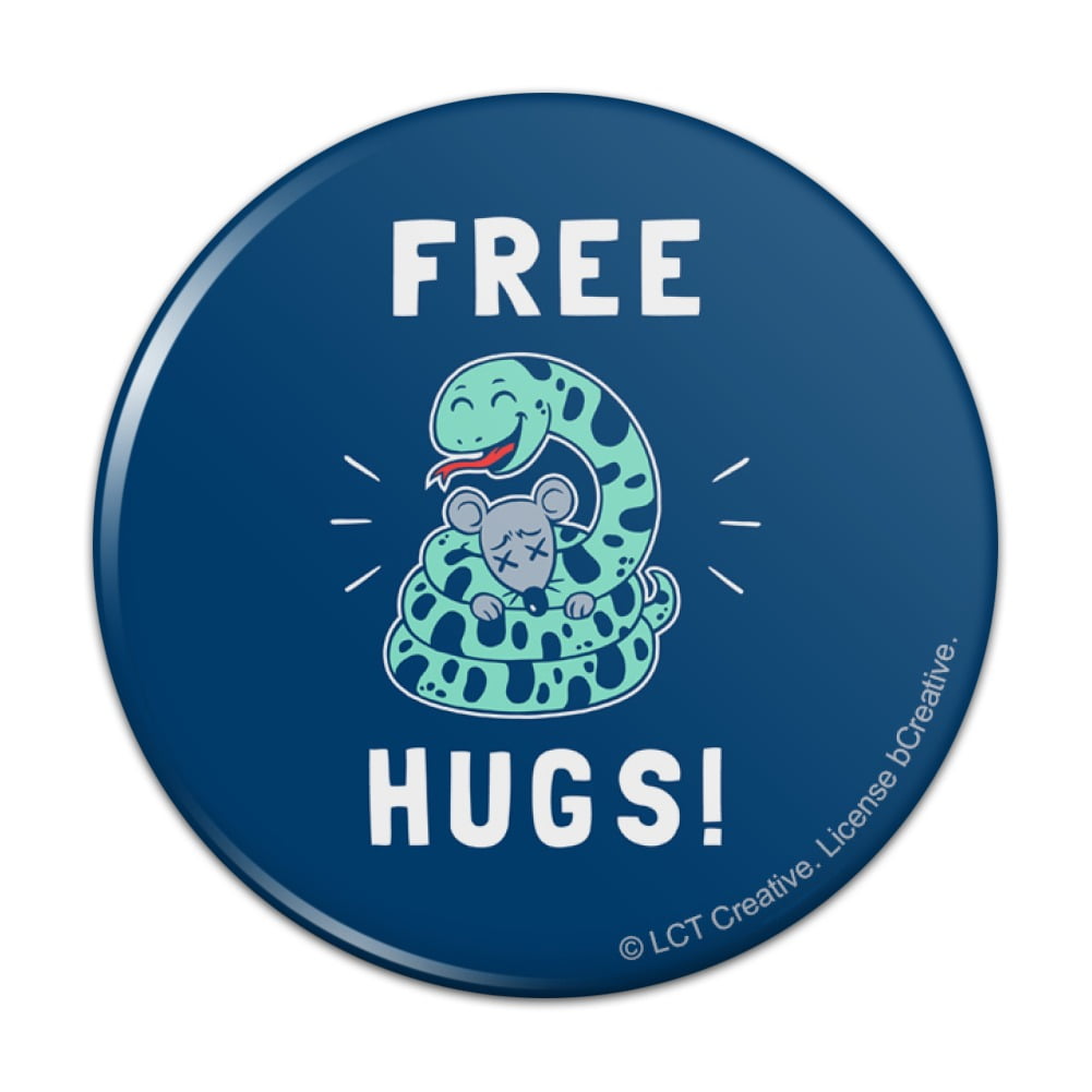 Free Hugs Boa Constrictor Snake Funny Humor Pinback Button Pin ...