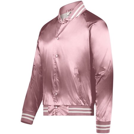 Satin Baseball Jacket/Striped Trim L Light Pink/White | Walmart Canada