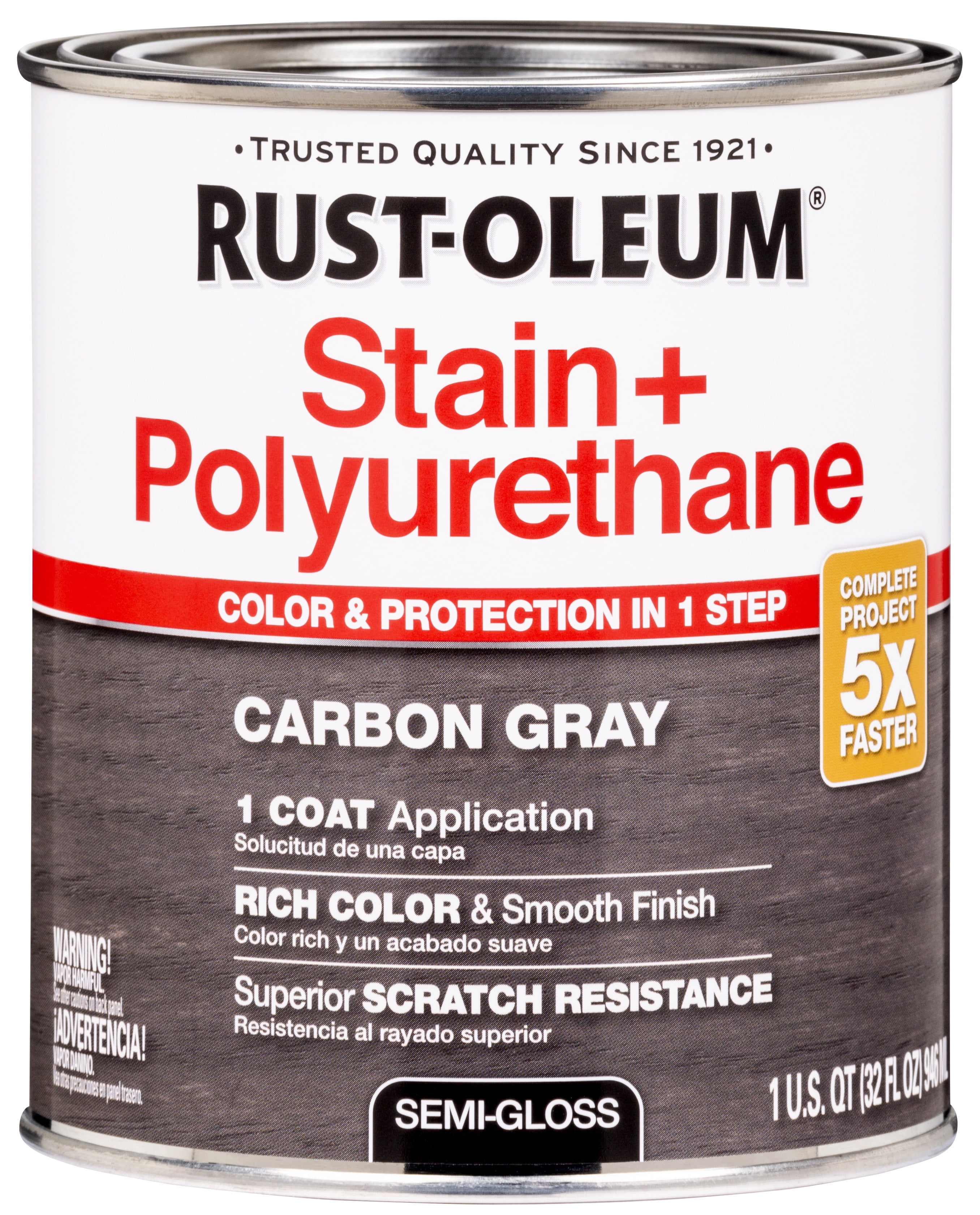 Carbon Gray, Rust-Oleum Stain & Polyurethane Semi-Gloss, QT - Walmart ...