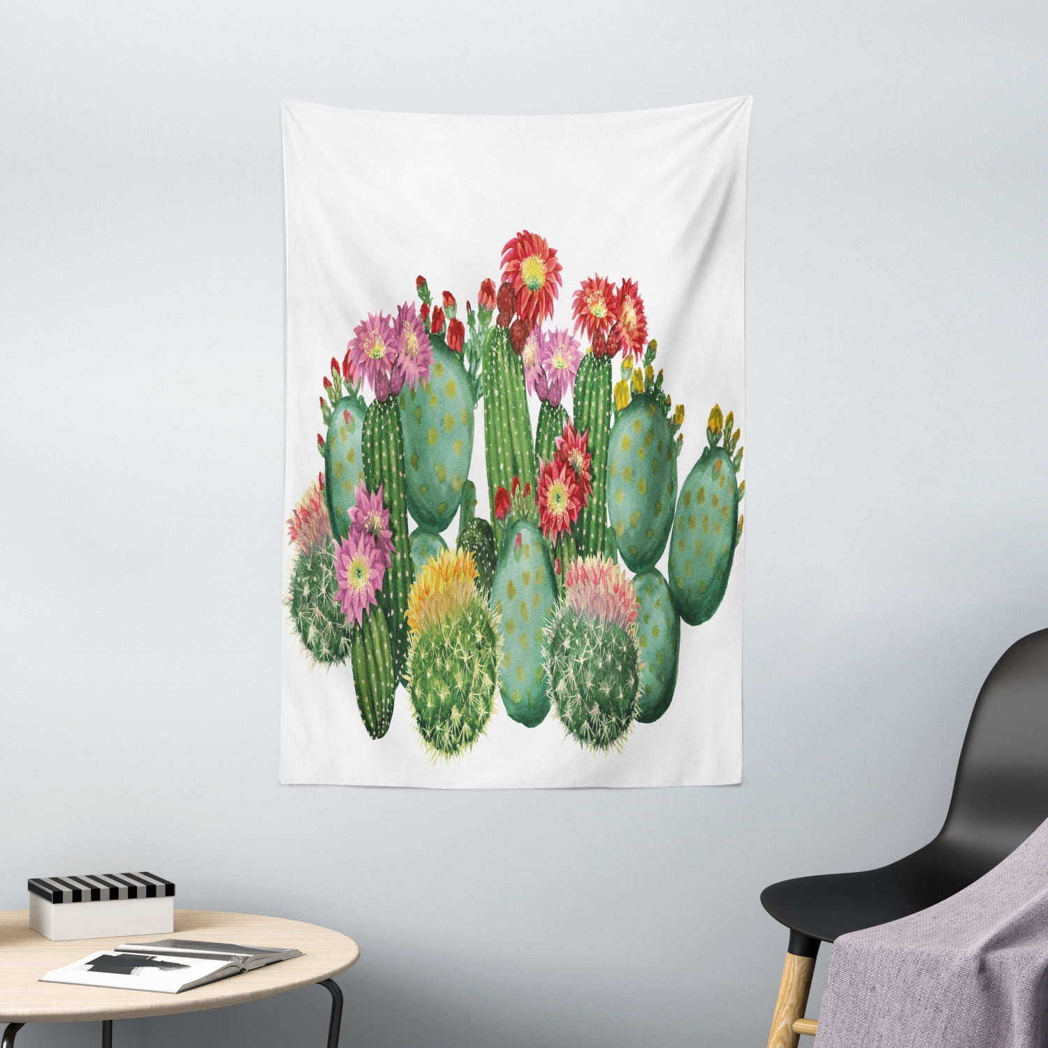 Cactus Tapestry, Saguaro Barrel Hedge Hog Prickly Pear Opuntia Tropical ...