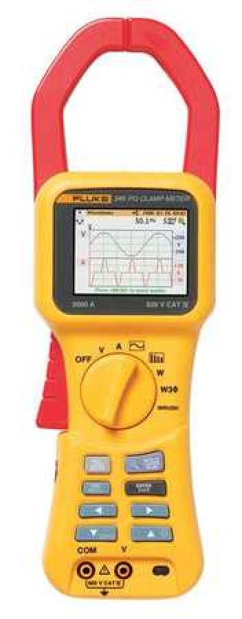 FLUKE FLUKE-345 Clamp-On Power Meter Kit, Color LCD, 1,200 kW, 1,400 A ...
