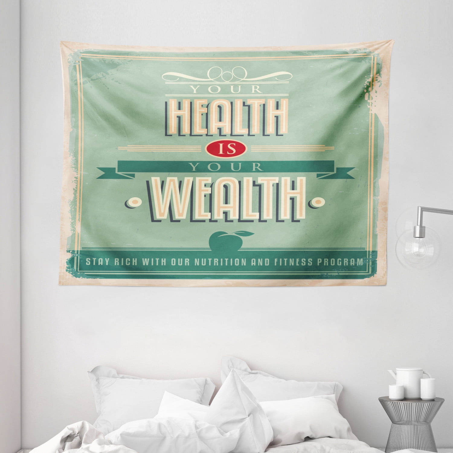 Fitness Tapestry, Your Health is Your Wealth Vintage Poster Design ...