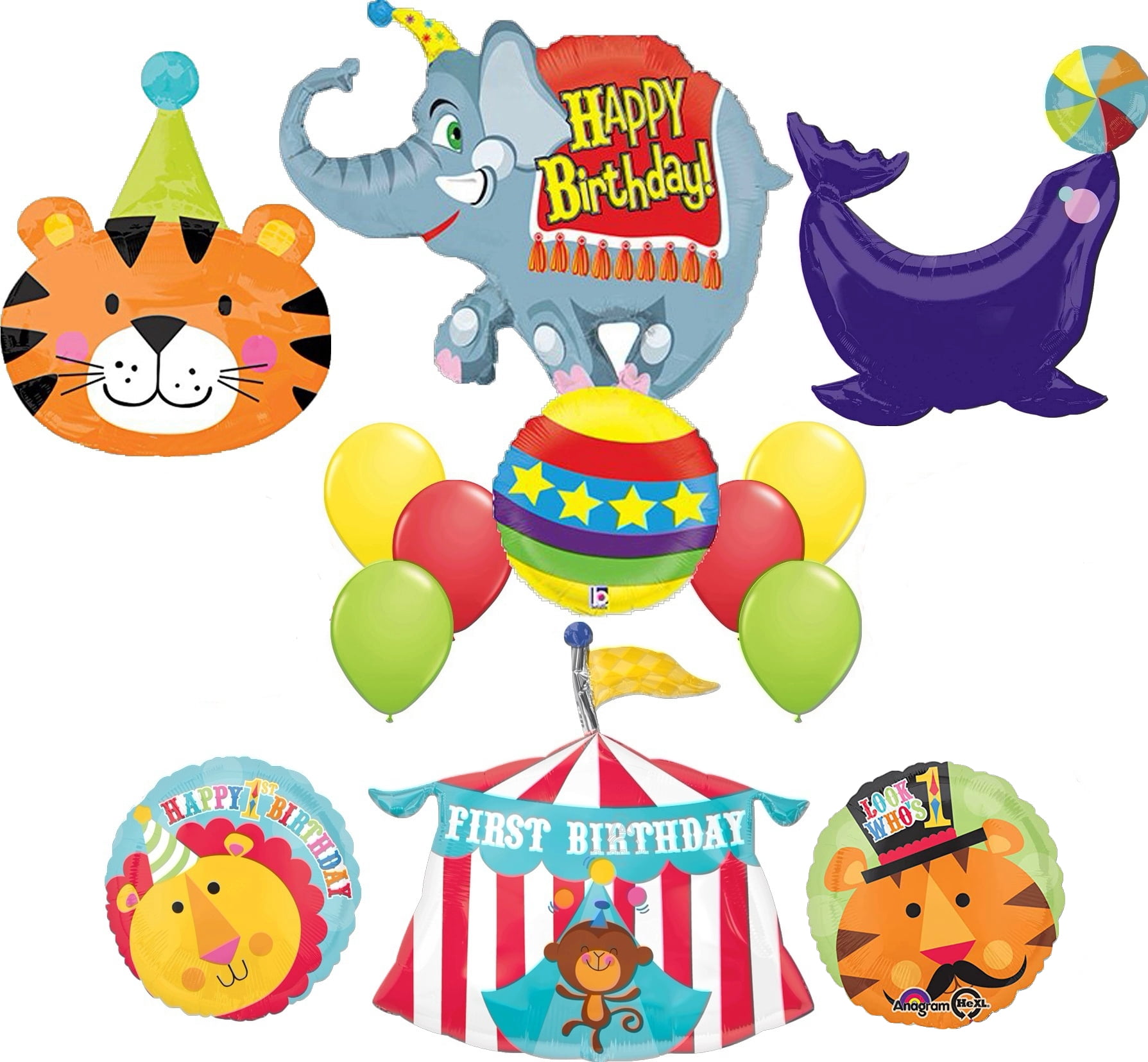 Circus 1st Birthday Theme Party Supplies Balloon Bouquet Decorations ...