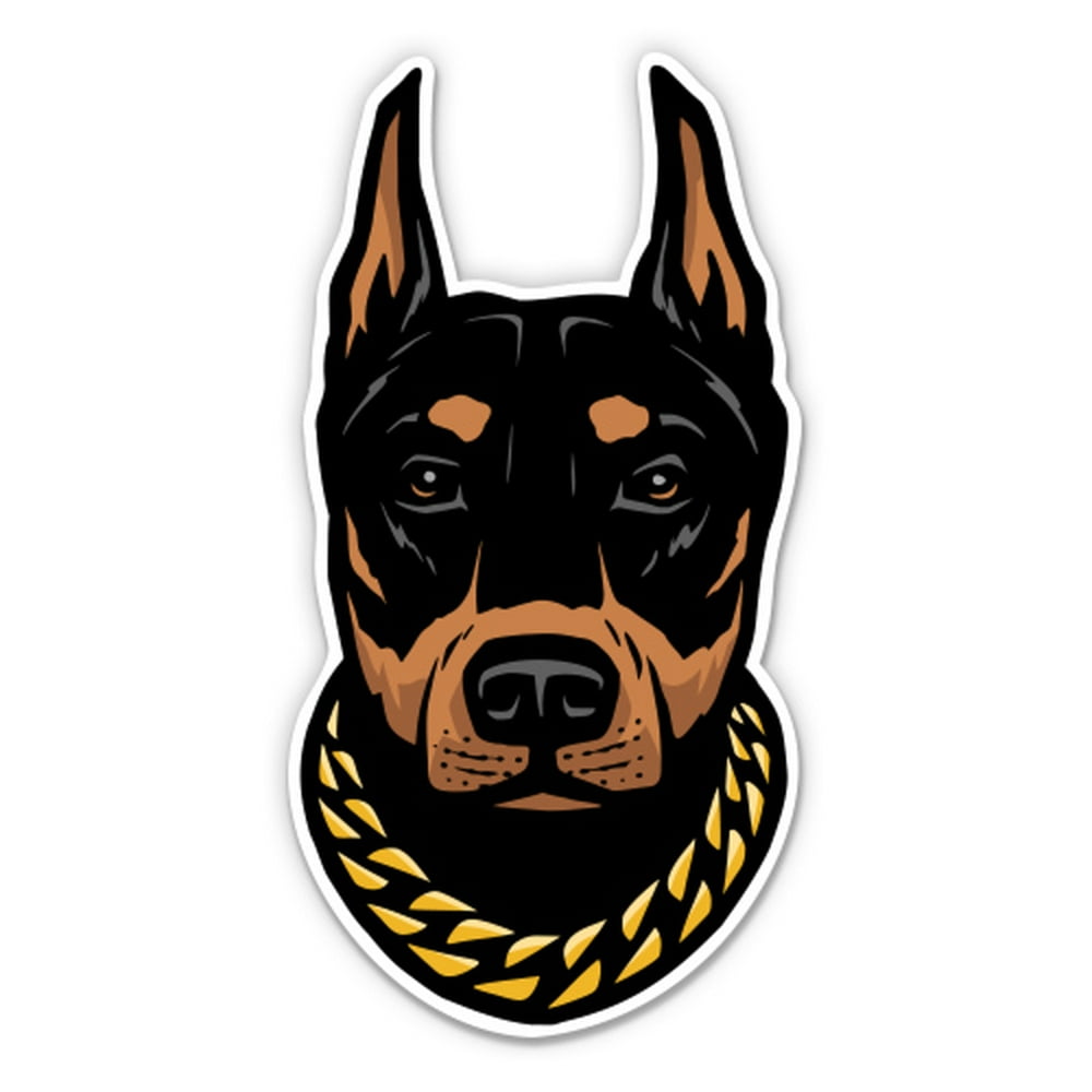 Doberman Guard Dog - 3" Vinyl Sticker - For Car Laptop Water Bottle ...