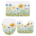 Blue Yellow Cosmos Bathroom Rugs Set Watercolor Flowers Non Slip ...
