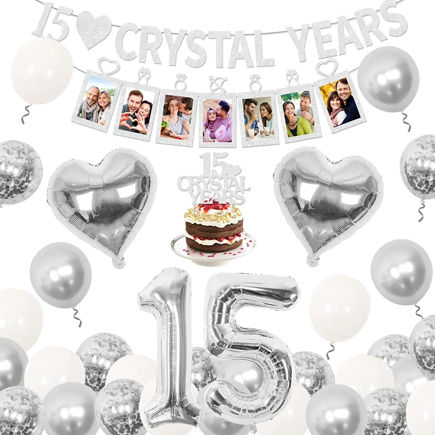 Click here for Joymemo Happy 15th Wedding Anniversary Decorations... prices