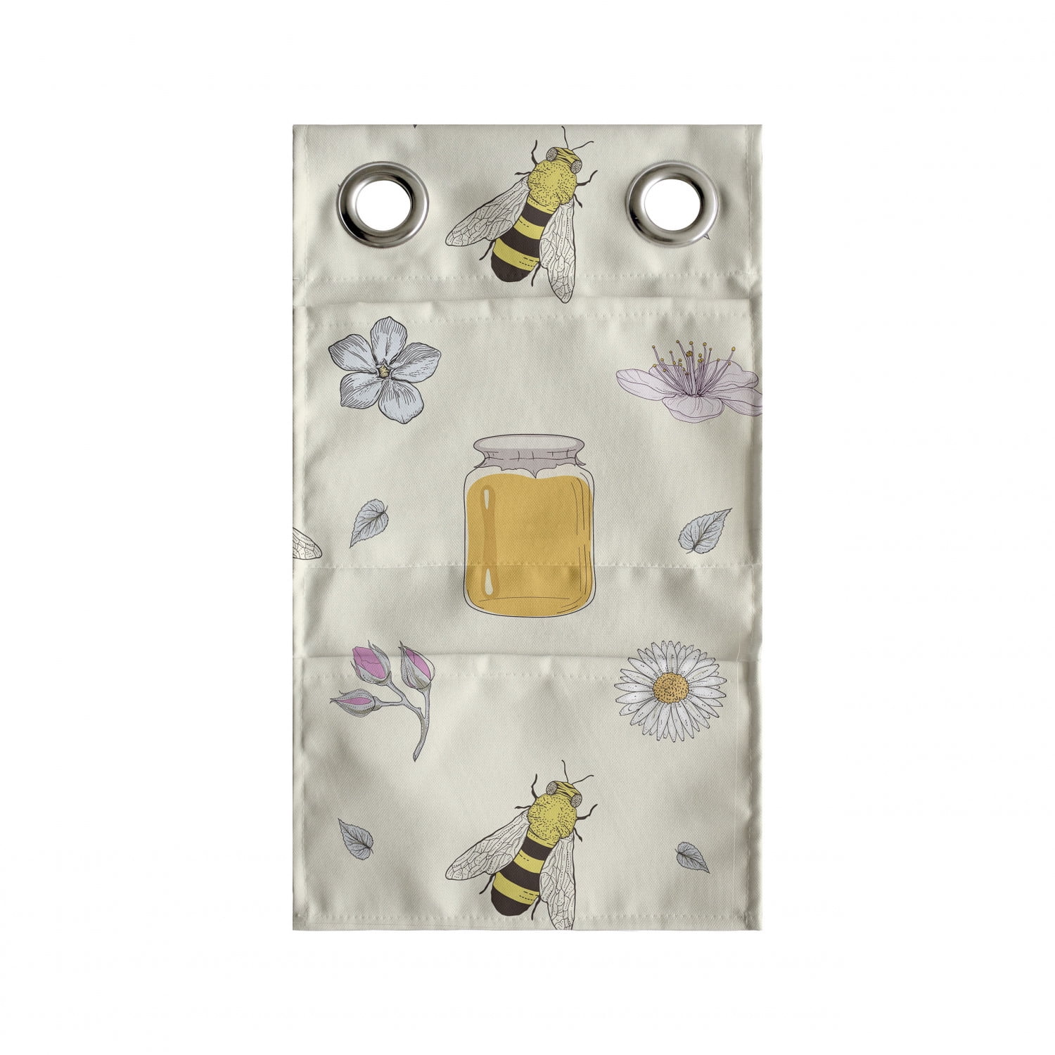 Bee Hanging Pocket Organizer, Continuous Pattern of Honey Jars Insect ...