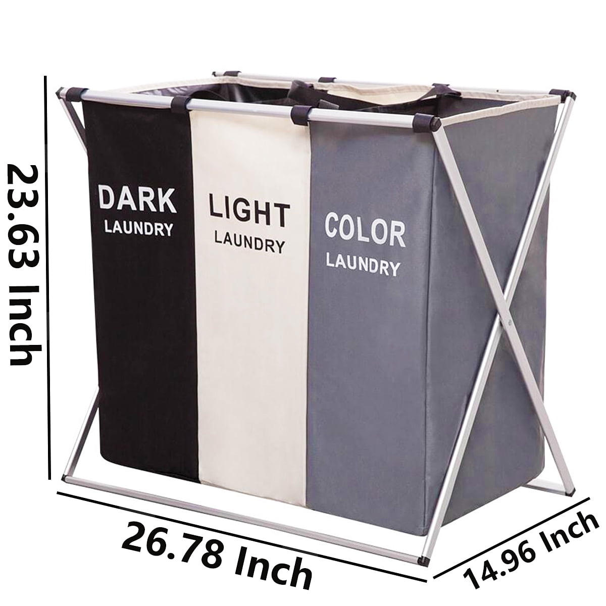 Tri Compartment Sorting Laundry Hamper Collapsible Laundry Baskets