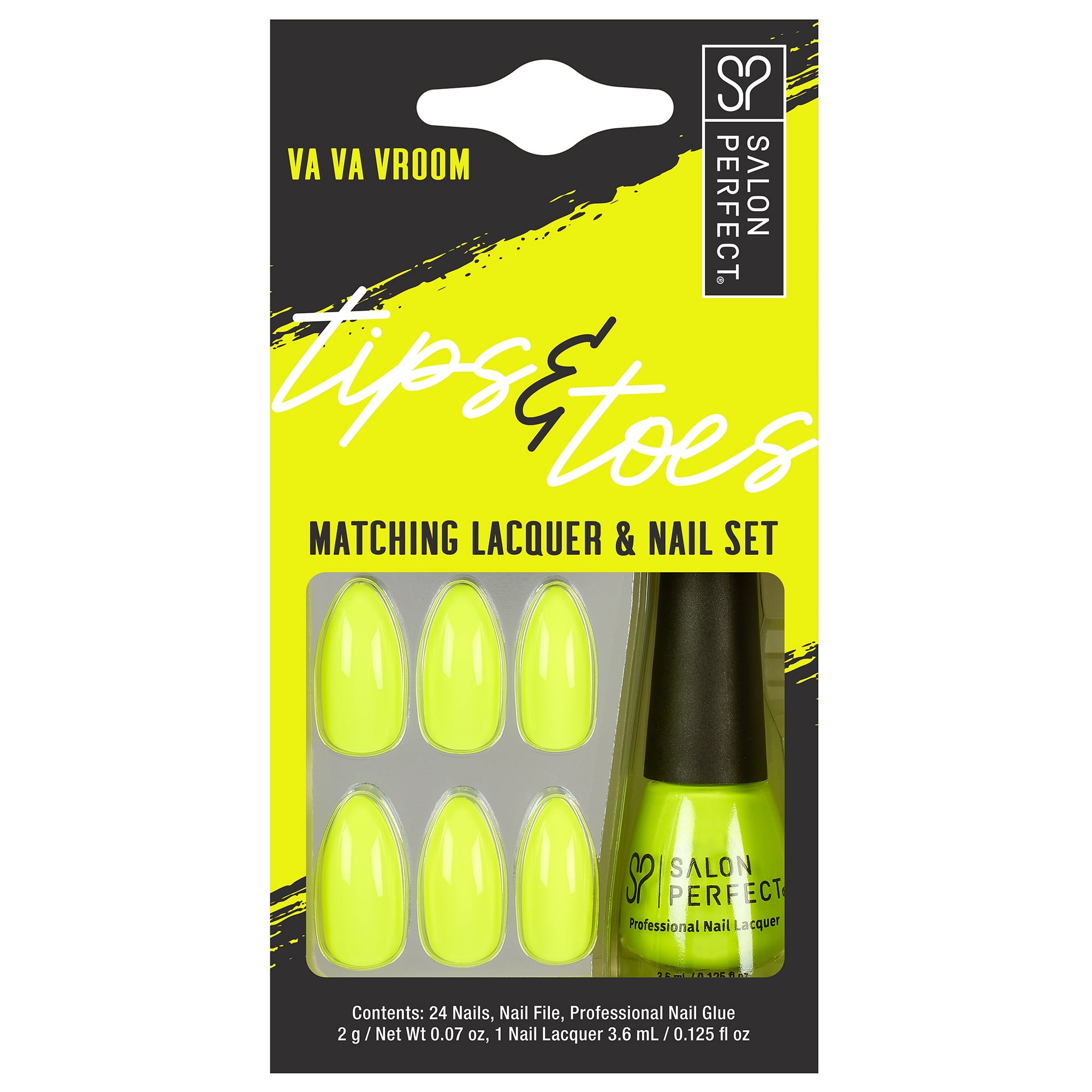 Salon Perfect Tips & Toes Matching Nail Polish & Nail Set, Va Va Vroom ...