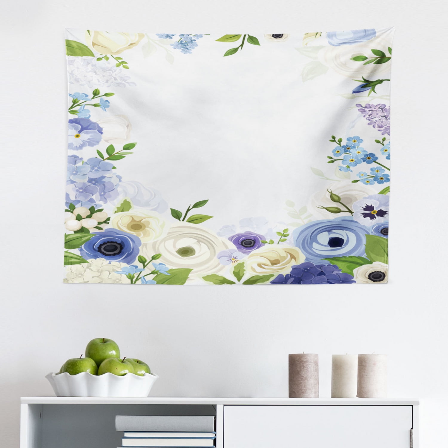 Ivory and Blue Tapestry, Wavy Stripes Pattern Bicolor Illustration of ...