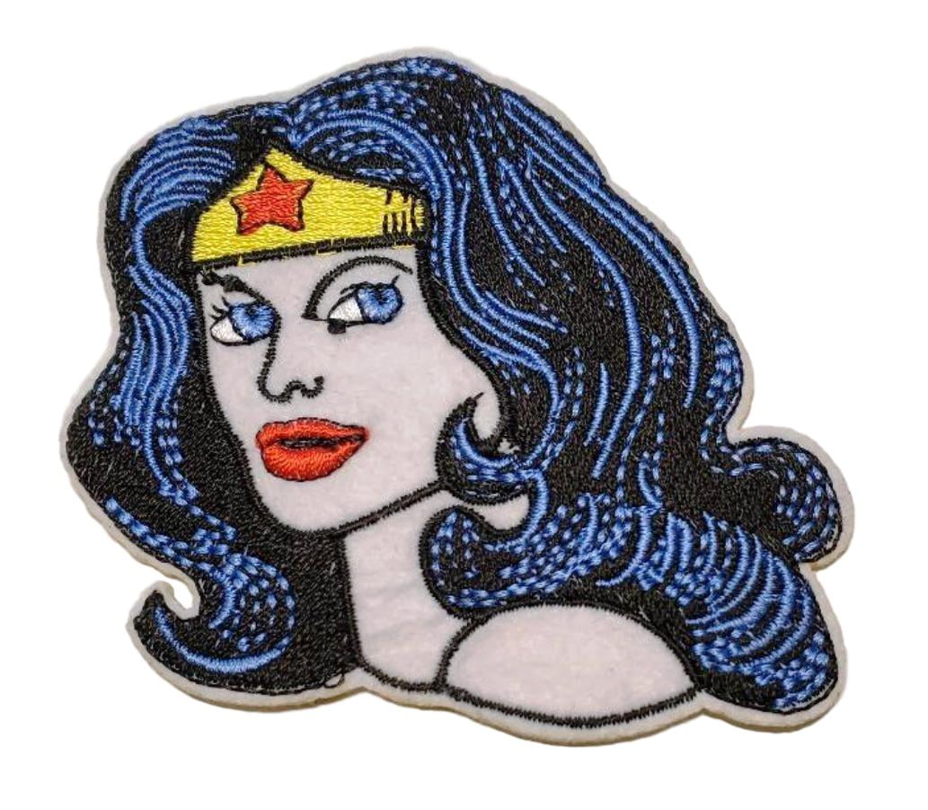 Wonder Woman Face 3.5 Inches Tall Embroidered Iron On Patch - Walmart.com