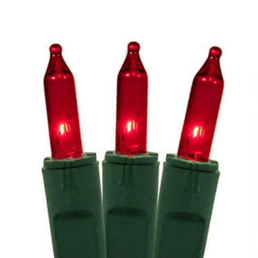 Vickerman 50 Red Mini Light Set on White Wire, 16' Christmas Light ...