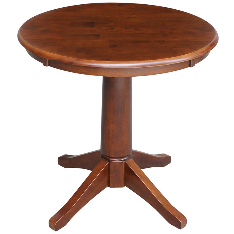 30" Round Solid Wood Espresso Pedestal Table by International Concepts ...