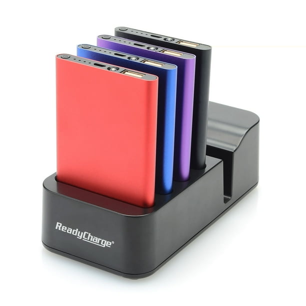 ReadyCharge Go! Set of 4 3000mAh Power Banks w/ Charging Station ...