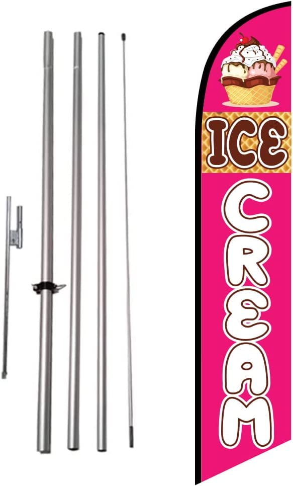Ice Cream Feather Flag Kit w/Ground Spike, Green Outdoor Advertising ...