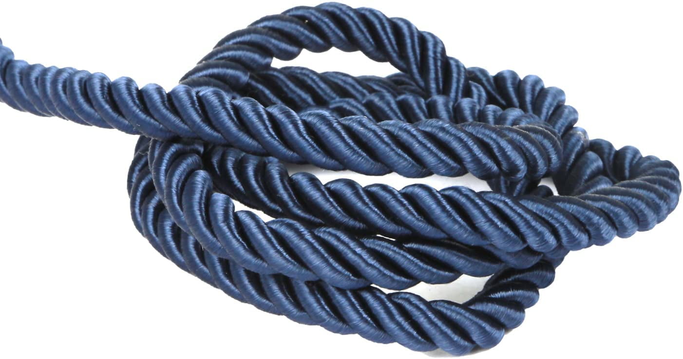 BEL AVENIR 9Yards Twisted Cord Wide 8mm Two Tone Navy Rope Craft Trim ...