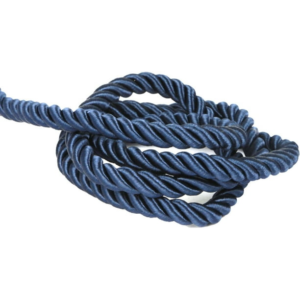 BEL AVENIR 9Yards Twisted Cord Wide 8mm Two Tone Navy Rope Craft Trim ...