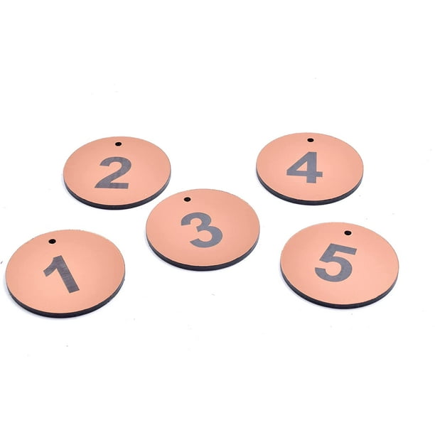 Circular, Copper , Key Fobs, Key Tags, Key Rings, Numbered 1 to 5 ...