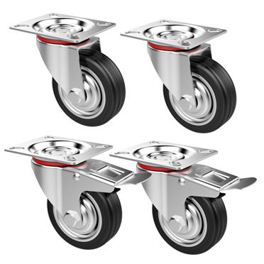 1.6" Dia Wheel U-Clamp Rotatable Universal Swivel Brake Caster 4pcs ...
